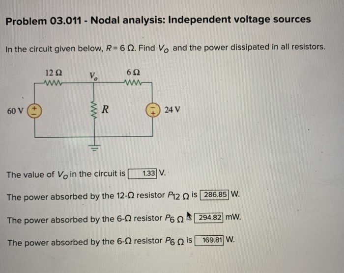 Solved Problem 03.011 - Nodal analysis: Independent voltage | Chegg.com