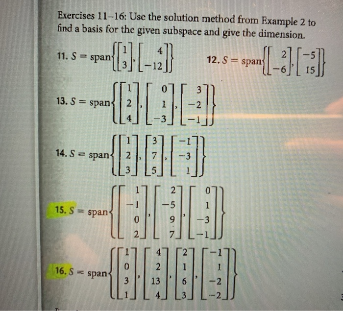 Solved Exercises 11-16: Use the solution method from Example | Chegg.com