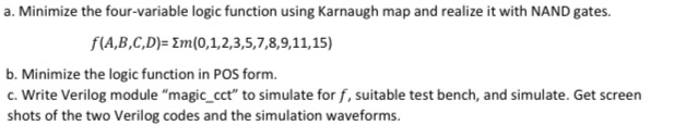 Solved A Minimize The Four Variable Logic Function Using 0155