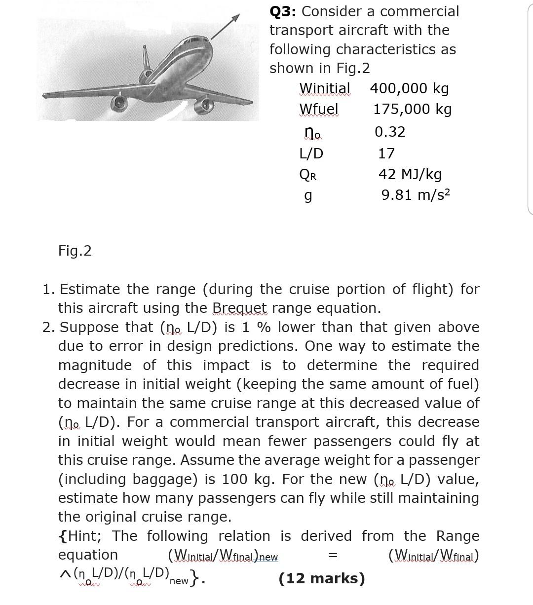 Solved Q3: Consider a commercial transport aircraft with the | Chegg.com