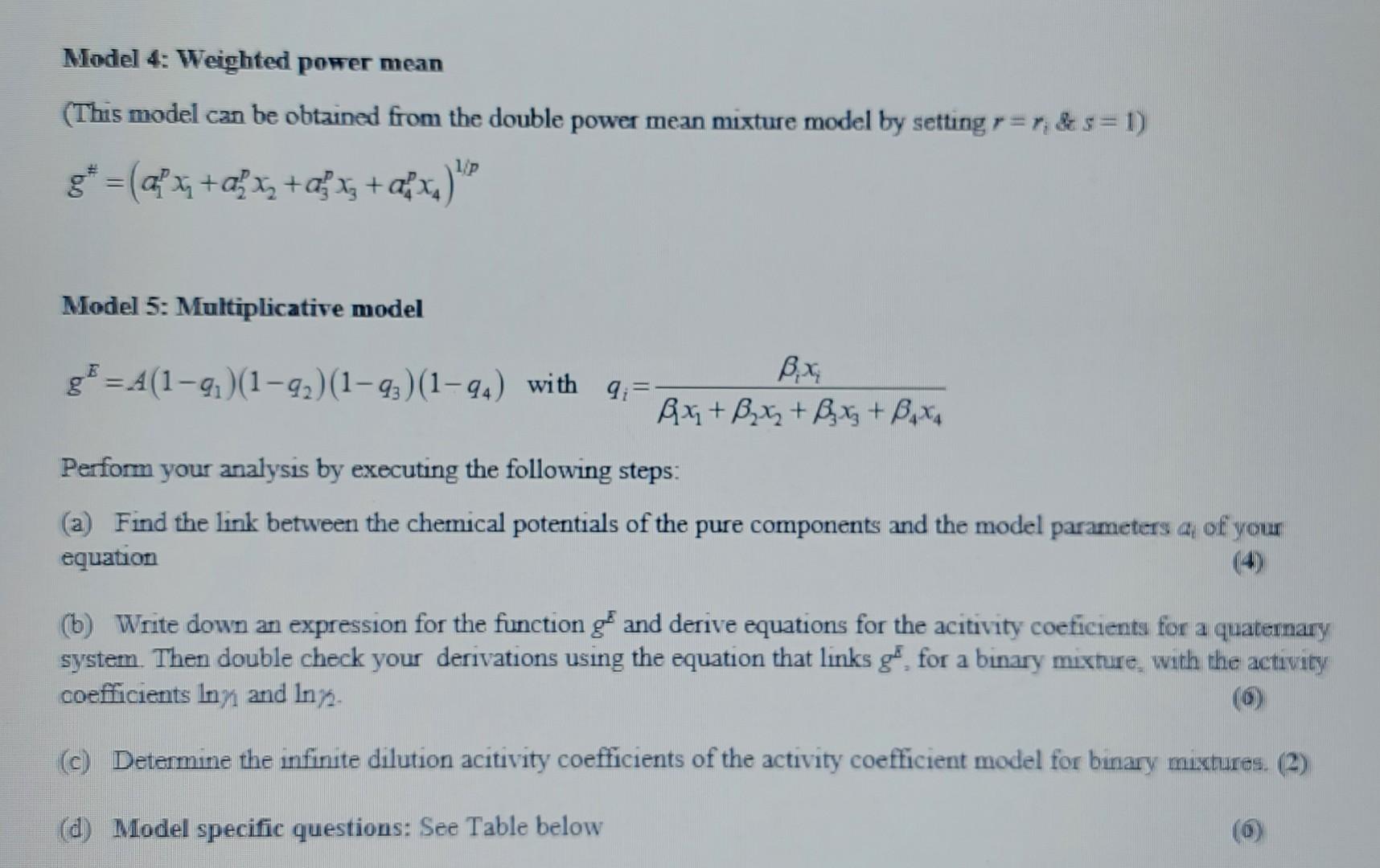 Question 2. Can simple activity coefficient model be | Chegg.com