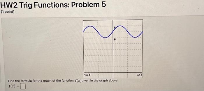 Solved HW2 Trig Functions: Problem 5 (1 point) 6 -1/3 Find | Chegg.com