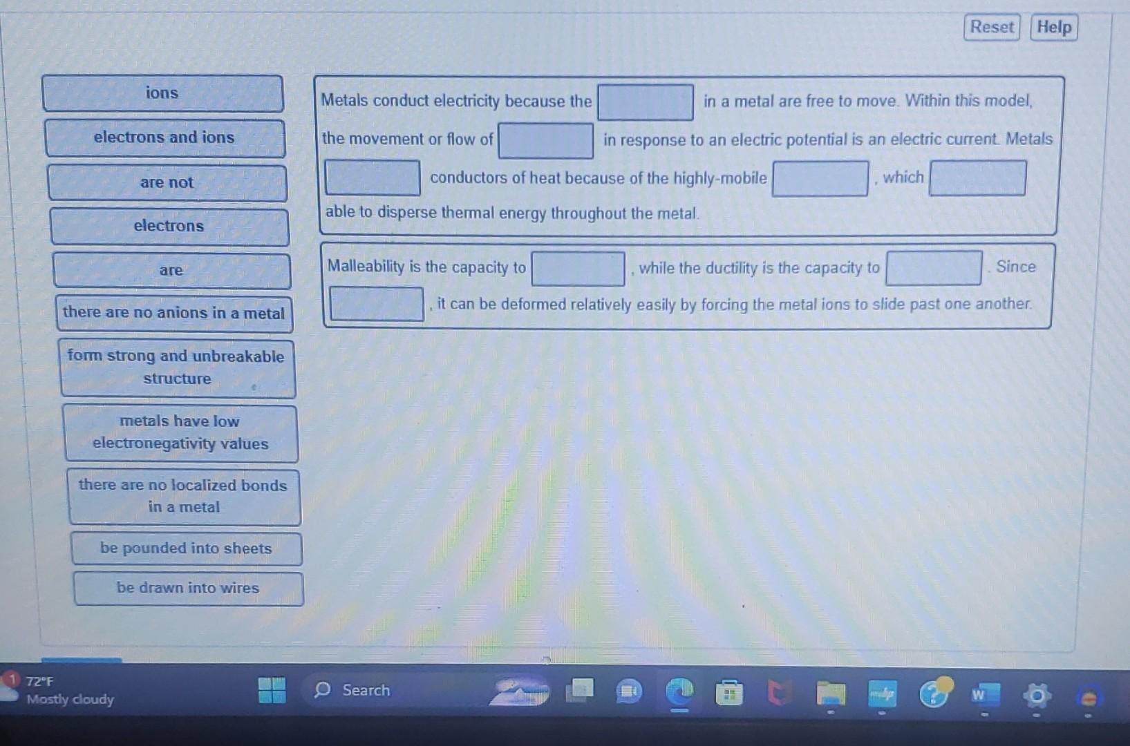 Solved Reset Help there are no anions in a metal form strong | Chegg.com
