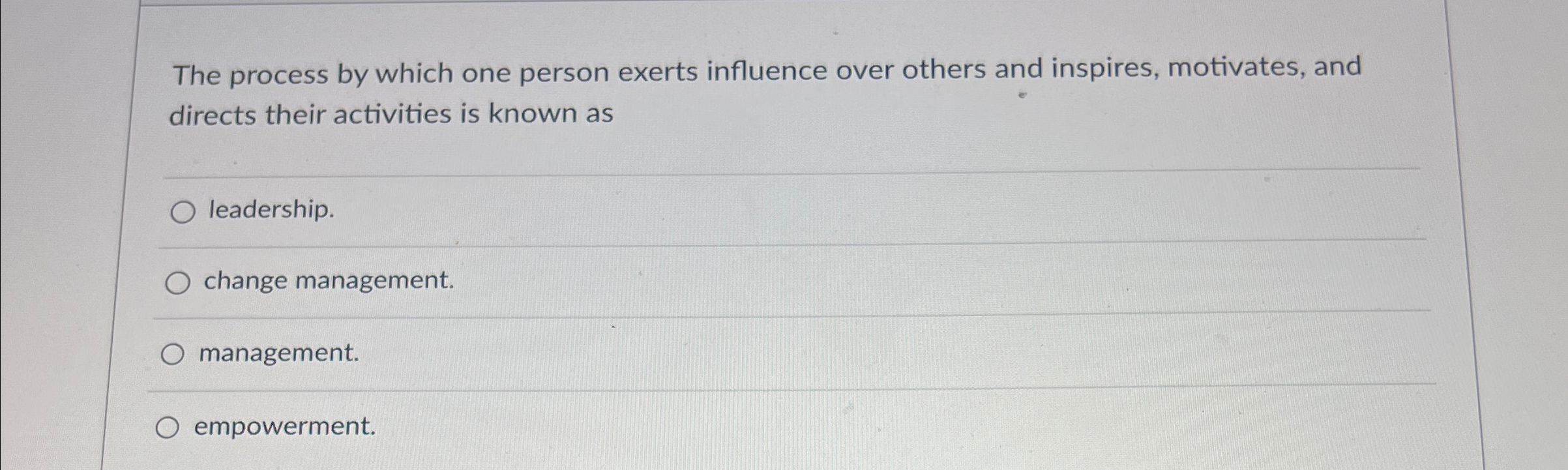 Solved The process by which one person exerts influence over | Chegg.com