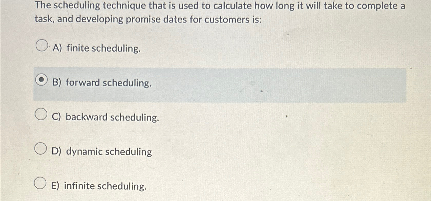 Solved The scheduling technique that is used to calculate | Chegg.com