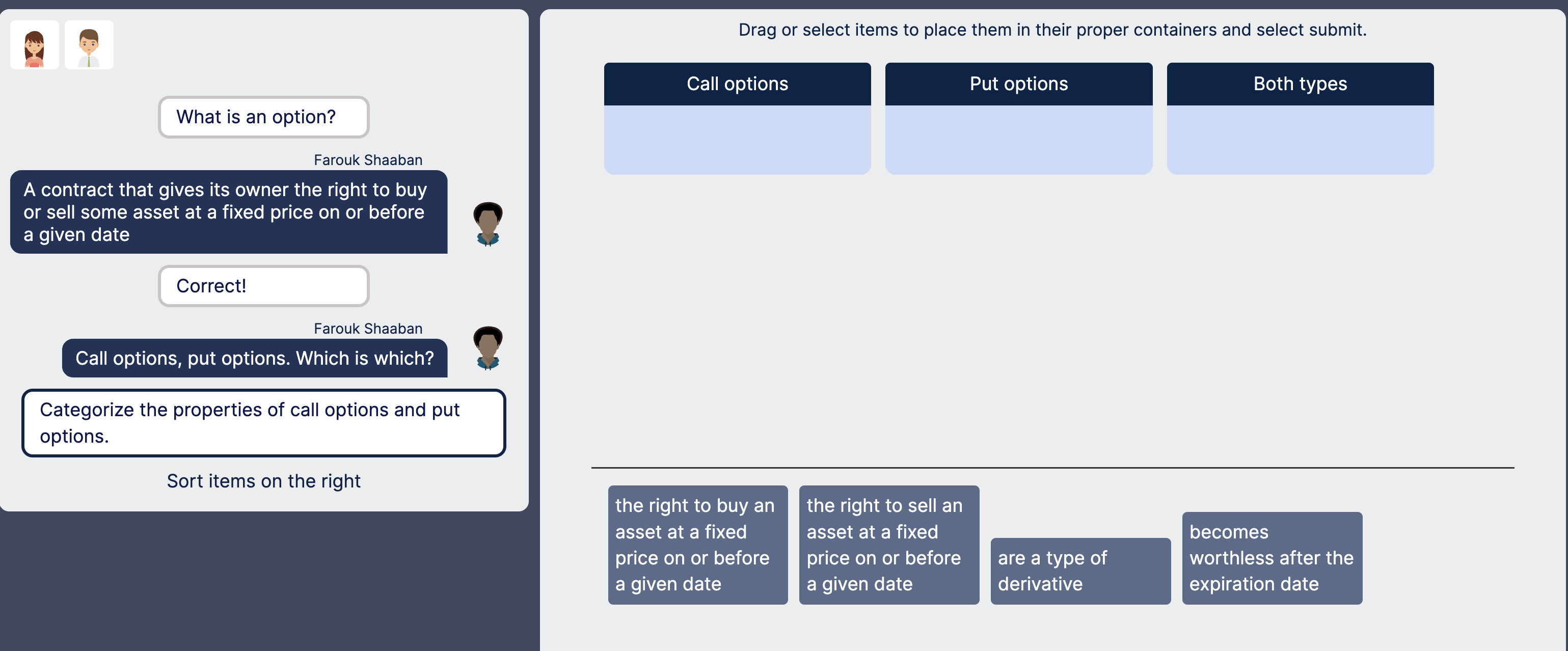Solved Drag or select items to place them in their proper | Chegg.com