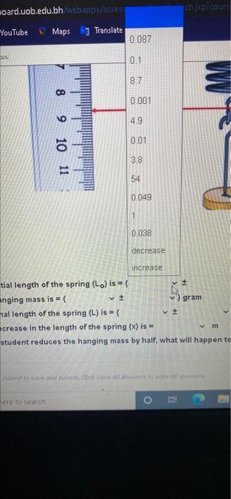 Solved A student performs Hooks law experiment to determine | Chegg.com