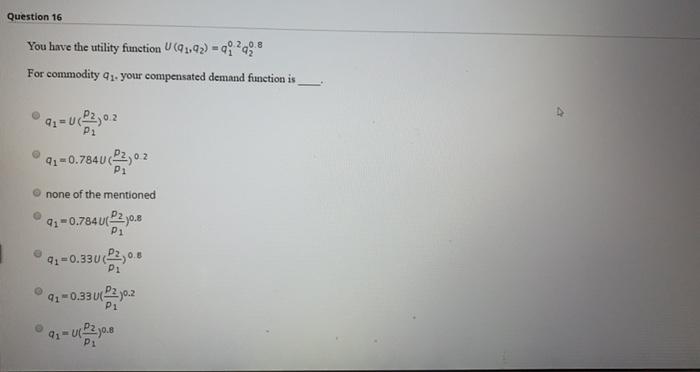 Solved You have the utility function (1992) = 2228 The | Chegg.com