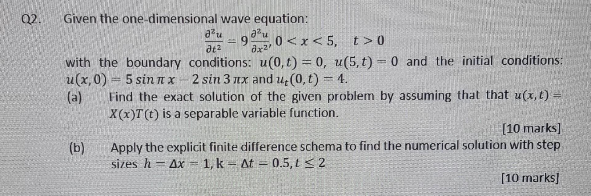 Solved Given the one-dimensional wave equation: | Chegg.com