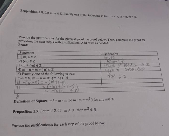 Solved complete the following Justification, and if theres | Chegg.com