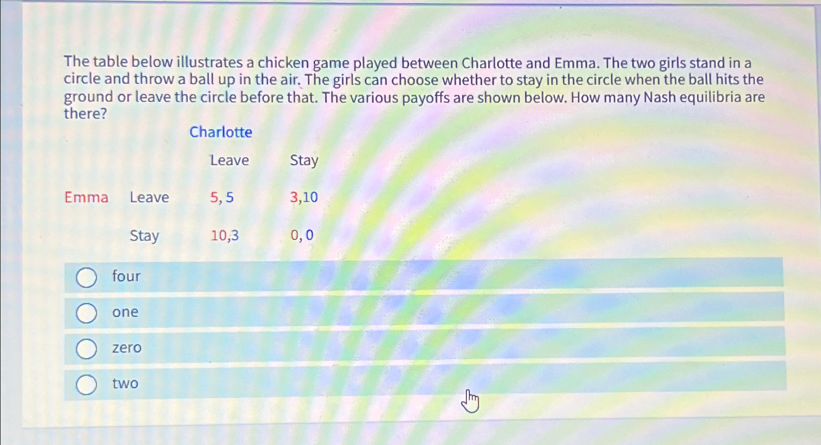 Solved The table below illustrates a chicken game played | Chegg.com