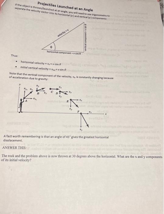 Solved Projectiles Launched at an Angle If the object is | Chegg.com