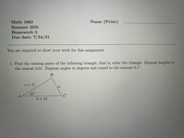 Solved Name (Print): Math 1062 Summer 2021 Homework 3 Due | Chegg.com