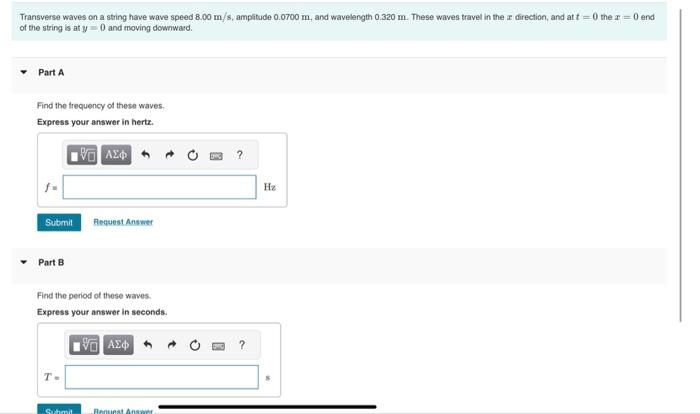 Solved Transverse waves on a string have wave speed 8.00 | Chegg.com