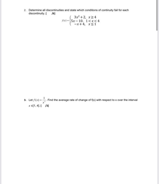 Solved 2 Determine All Discontinuities And State Which