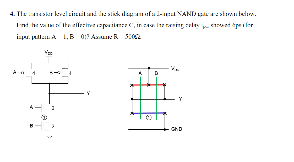 Solved The transistor level circuit and the stick diagram of | Chegg.com