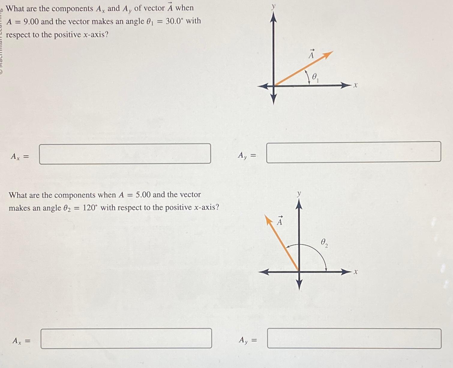 Solved What are the components Ax ﻿and Ay ﻿of vector vec(A) | Chegg.com