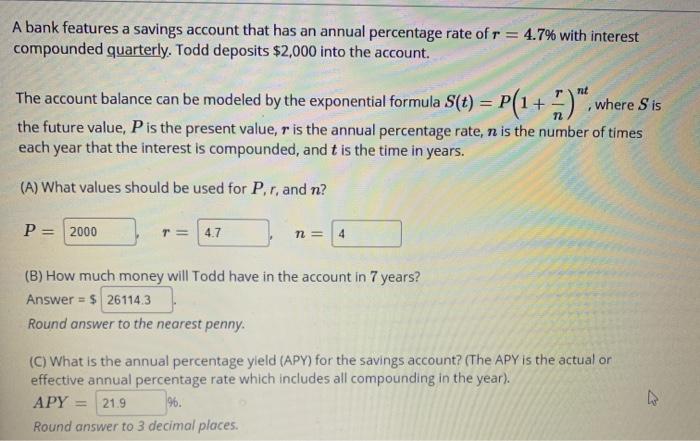 Solved A bank features a savings account that has an annual | Chegg.com