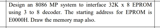 Solved Design an 8086MP ﻿system to interface 32K×8 ﻿EPROM | Chegg.com
