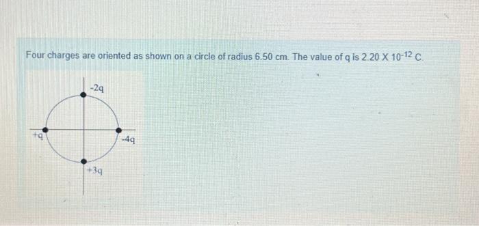 Solved Four charges are oriented as shown on a circle of | Chegg.com