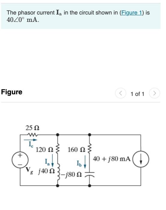 Solved The phasor current Ia in the circuit shown in (Figure | Chegg.com