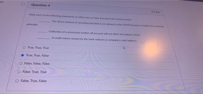 Solved ats Question 4 Mark each of the following statements | Chegg.com
