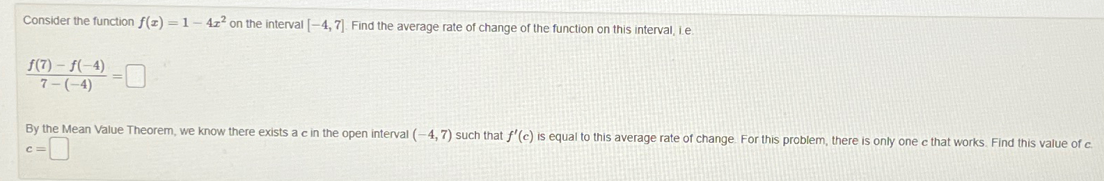 Solved Consider the function f(x)=1-4x2 ﻿on the interval | Chegg.com