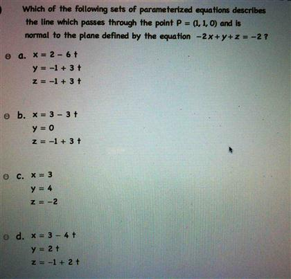 Solved Which of the following sets of parameterized | Chegg.com