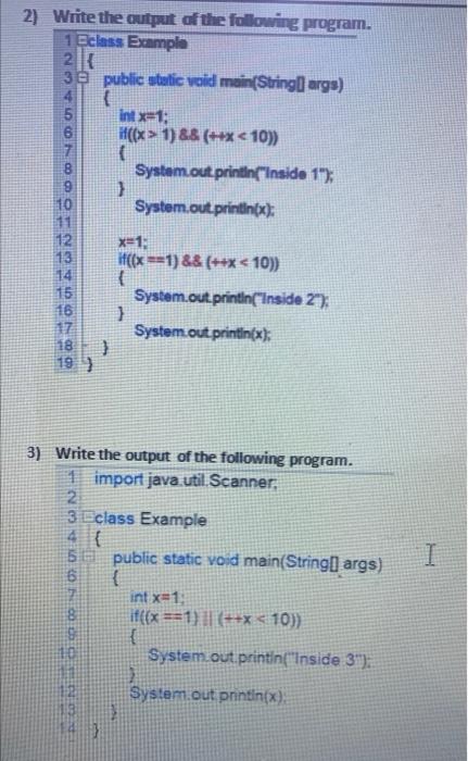Solved 1) Write output of the following program 1 class | Chegg.com