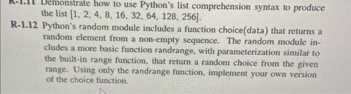 Solved N-1.11 Demonstrate how to use Python's list | Chegg.com