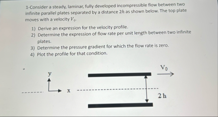 Solved 1-Consider a steady, laminar, fully developed | Chegg.com