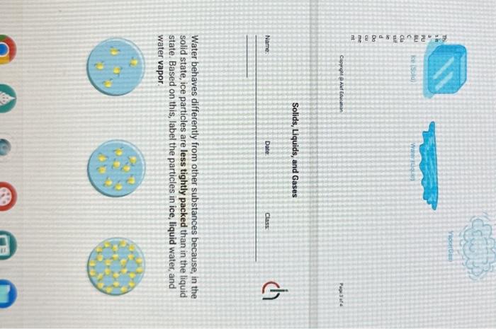 Solved Solids, Liquids, and Gases Water behaves differently | Chegg.com