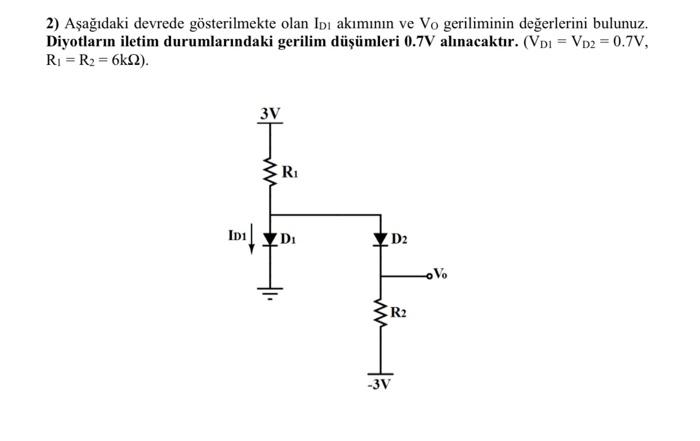 Solved 2) Aşağıdaki devrede gösterilmekte olan ID1 akımının | Chegg.com