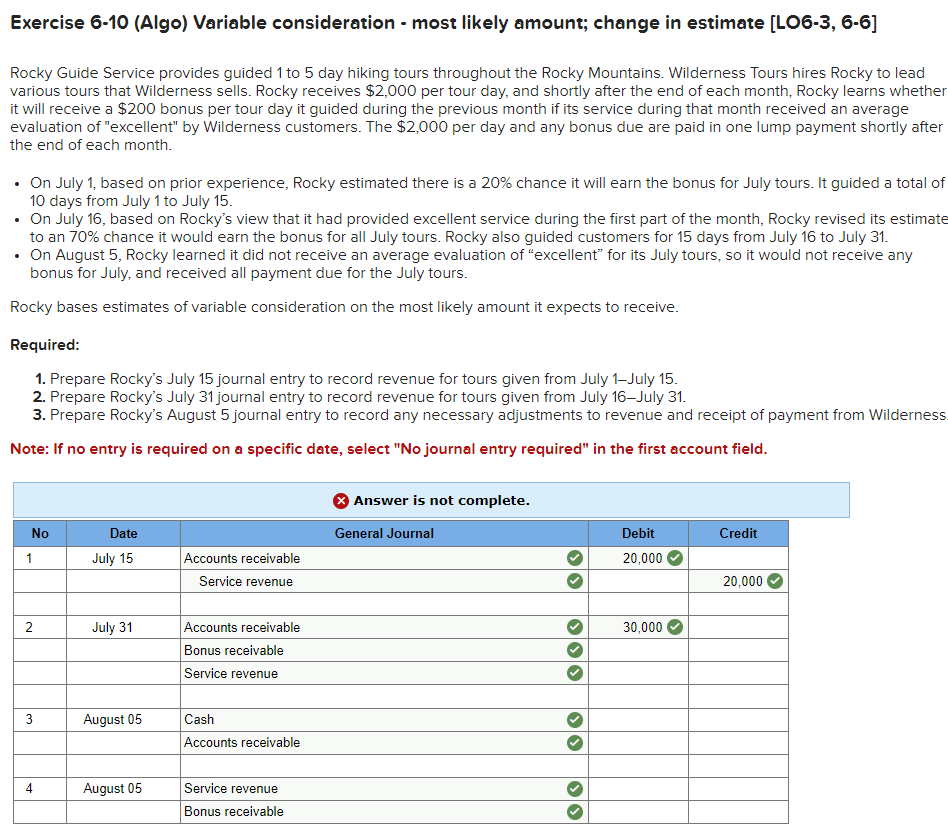 Solved Exercise 6-10 (Algo) ﻿Variable consideration - ﻿most | Chegg.com