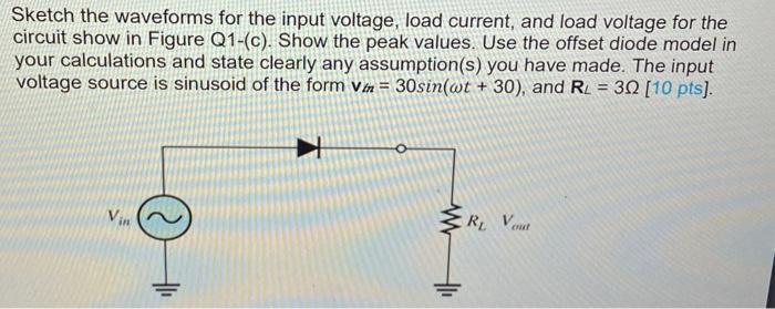 Solved Sketch the waveforms for the input voltage, load | Chegg.com