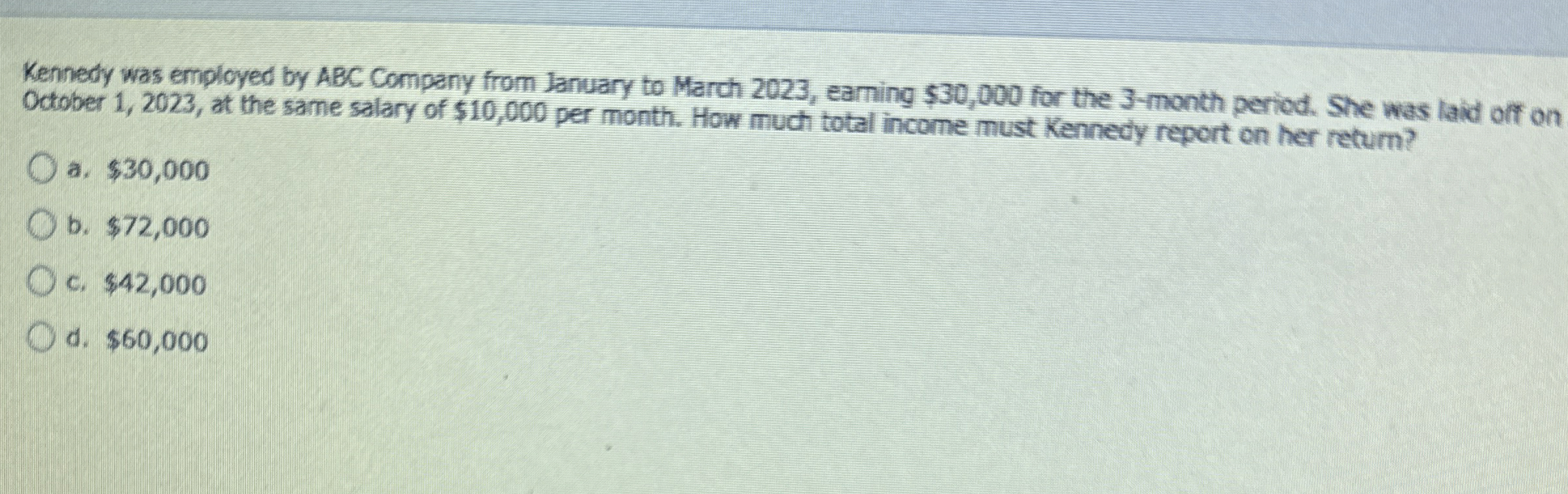 Solved Kennedy was employed by ABC Company from January to | Chegg.com