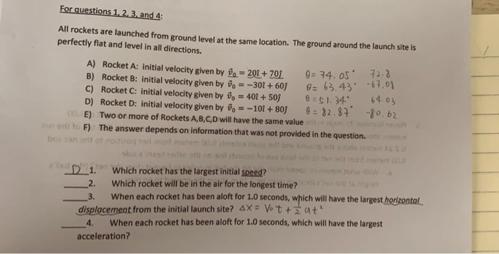 Solved For questions 1. 2. 3. and 4: All rockets are | Chegg.com