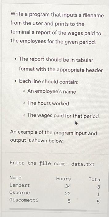 Solved Write A Program That Inputs A Filename From The User