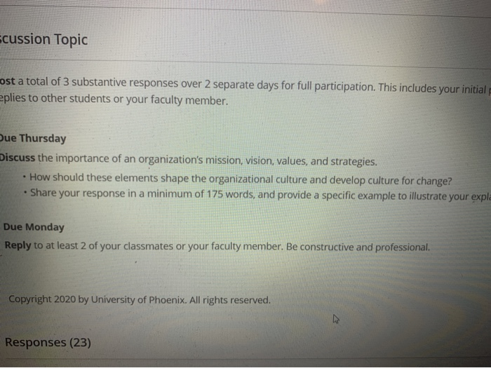 Solved scussion Topic ost a total of 3 substantive responses | Chegg.com