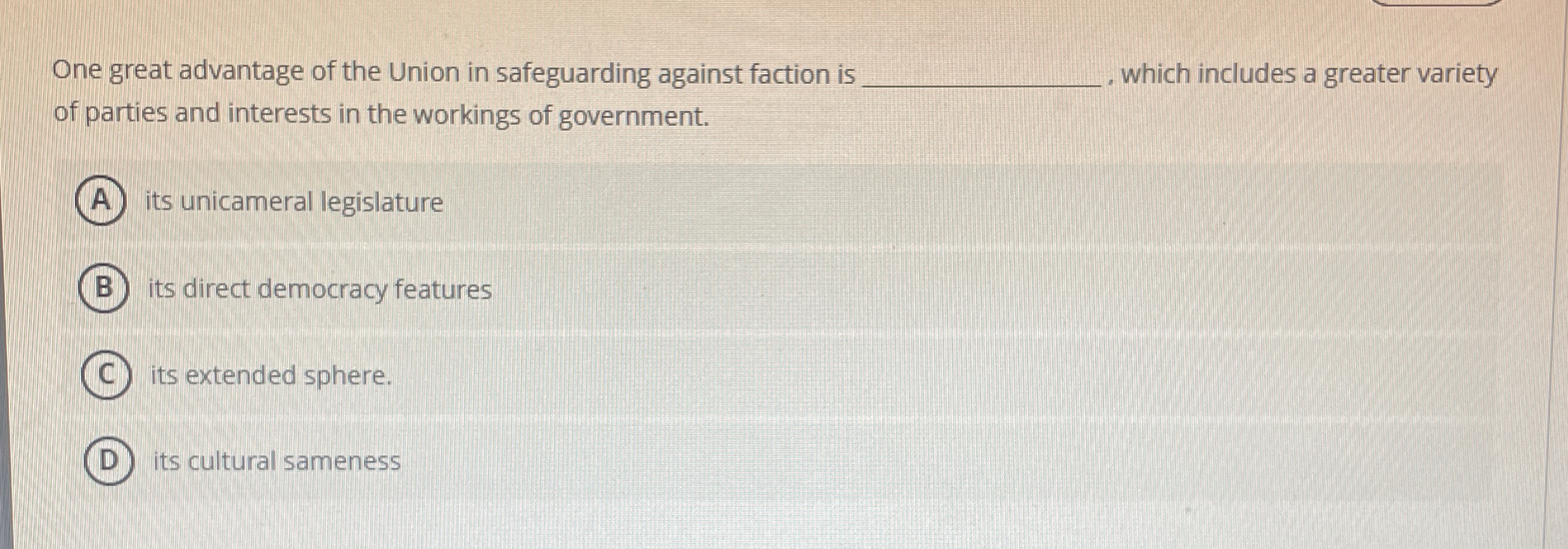 Solved One great advantage of the Union in safeguarding | Chegg.com