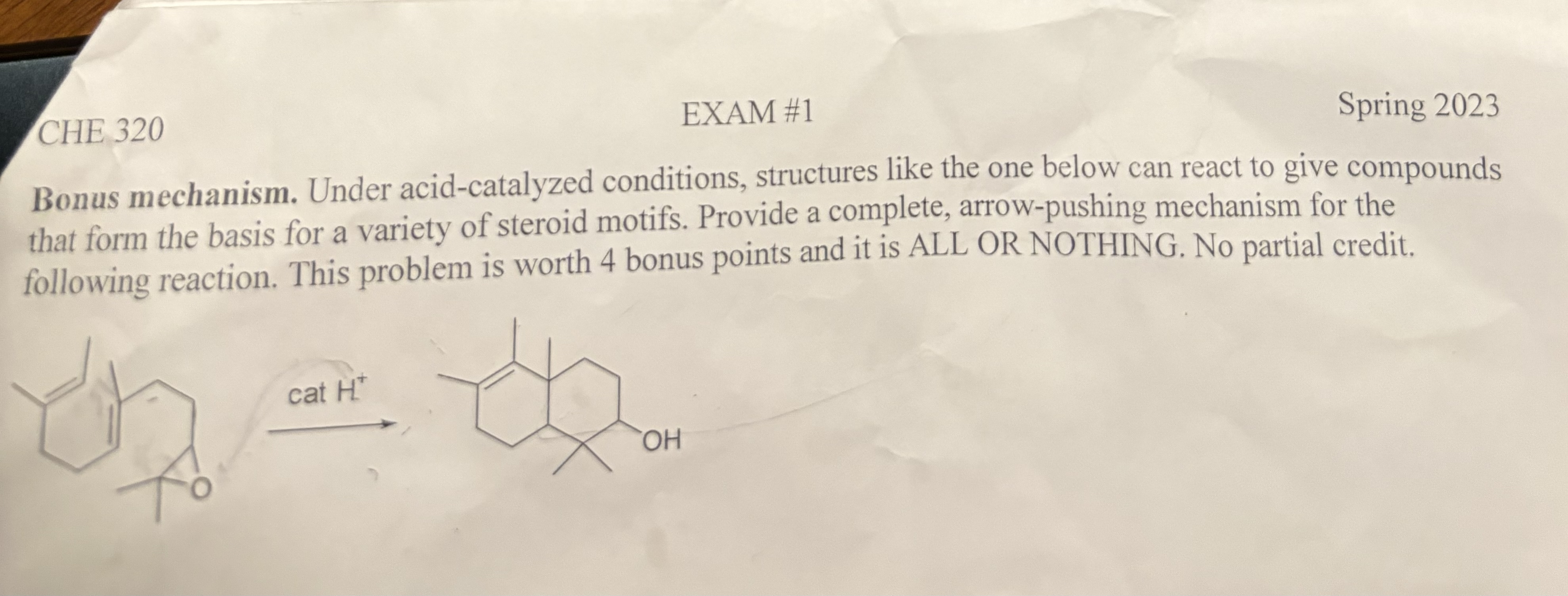 Solved CHE 320EXAM #1Spring 2023Bonus mechanism. Under | Chegg.com