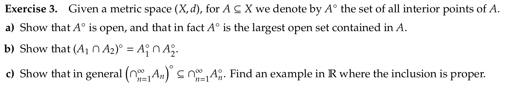 Solved Exercise 3. ﻿Given a metric space (x,d), ﻿for Asubex | Chegg.com