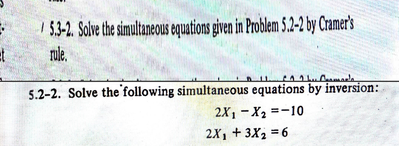 Solved 53-2. ﻿Solve the simultaneous equations given in | Chegg.com