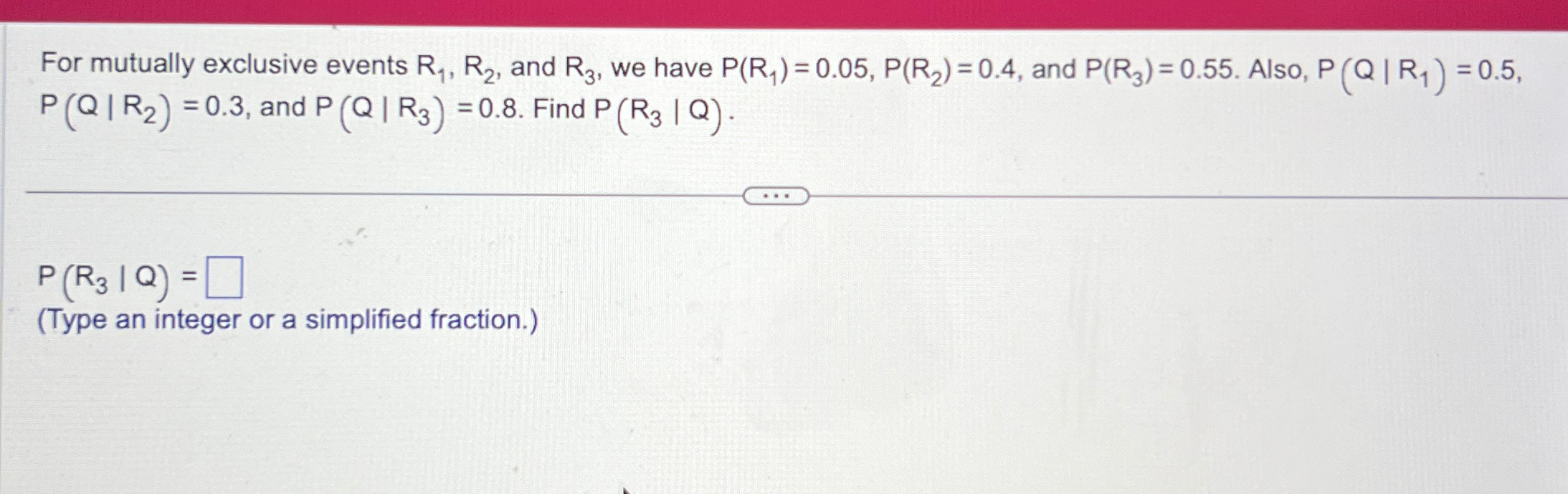 Solved For mutually exclusive events R1,R2, ﻿and R3, ﻿we | Chegg.com