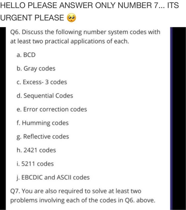 Solved HELLO PLEASE ANSWER ONLY NUMBER 7... ITS URGENT | Chegg.com