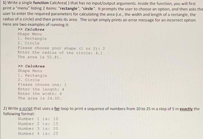 Solved 1 Write A Single Function Calcarea That Has No 