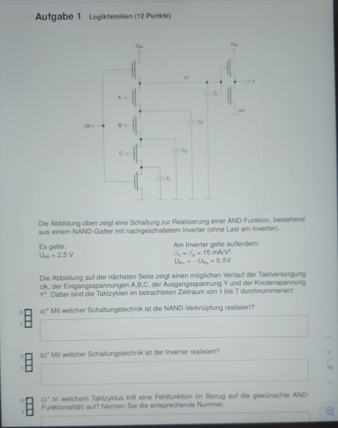 Aufgabe 1 Logikfamilien (12 Punkte) C oko C Die | Chegg.com