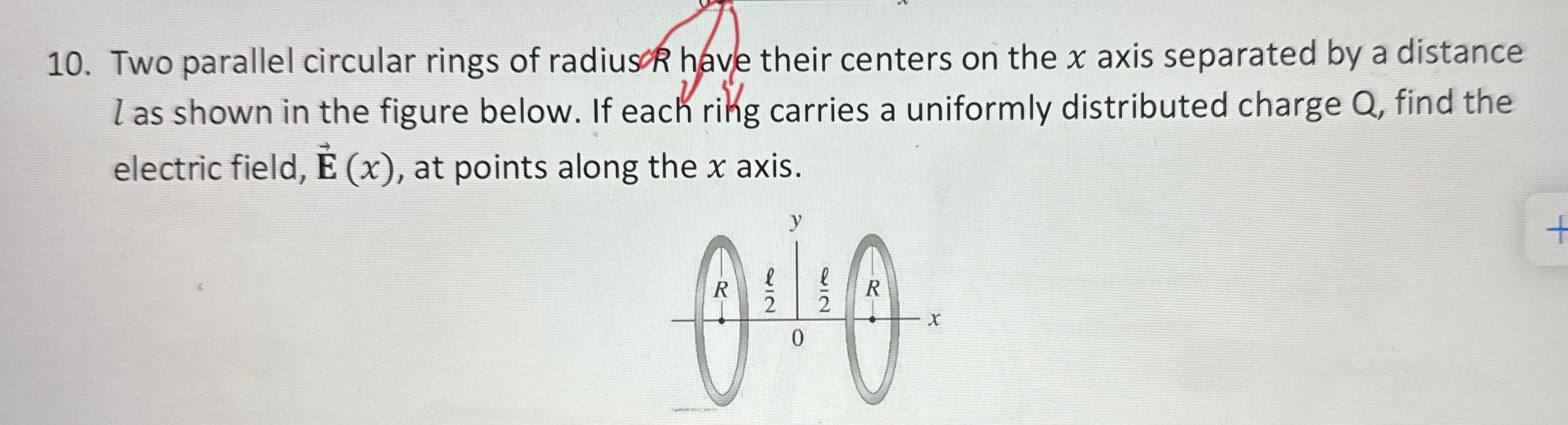 Solved Two parallel circular rings of radius R have their | Chegg.com