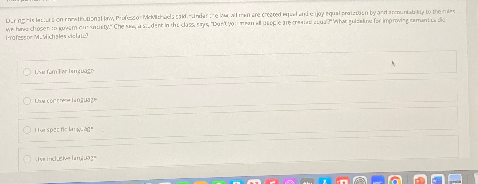 Solved During his lecture on constitutional law, Professor | Chegg.com