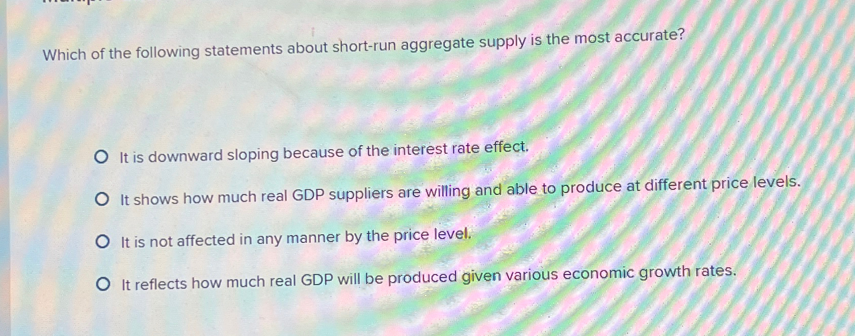 Solved Which of the following statements about short-run | Chegg.com